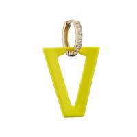China 18k Gold Plated Diamond Hoop Earrings V Shape Pendant Colorful Spray Paint AAA Zircon for sale