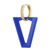 China 18k Gold Plated Diamond Hoop Earrings V Shape Pendant Colorful Spray Paint AAA Zircon for sale