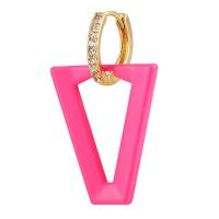 China 18k Gold Plated Diamond Hoop Earrings V Shape Pendant Colorful Spray Paint AAA Zircon for sale