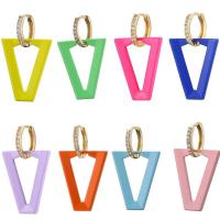 China 18k Gold Plated Diamond Hoop Earrings V Shape Pendant Colorful Spray Paint AAA Zircon for sale