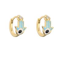 China 14k Gold Plated Zircon Colorful Enamel Palm Cuff Hoop Earrings for Women OEM Custom for sale