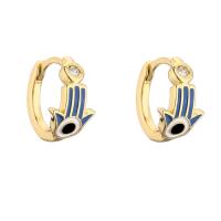 China 14k Gold Plated Zircon Colorful Enamel Palm Cuff Hoop Earrings for Women OEM Custom for sale