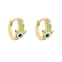 China 14k Gold Plated Zircon Colorful Enamel Palm Cuff Hoop Earrings for Women OEM Custom for sale