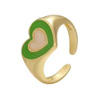 China 14k Gold Plated Open Adjustable Colorful Enamel Double Heart Chunky Ring for sale