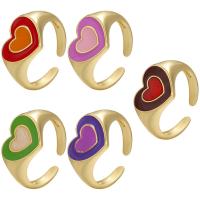 China 14k Gold Plated Open Adjustable Colorful Enamel Double Heart Chunky Ring for sale