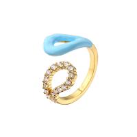 China 18K Gold Plated Adjustable Diamond Rings Colorful Enamel Geometric Jewelry for Women for sale