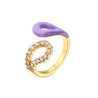 China 18K Gold Plated Adjustable Diamond Rings Colorful Enamel Geometric Jewelry for Women for sale