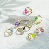 China 18K Gold Plated Adjustable Diamond Rings Colorful Enamel Geometric Jewelry for Women for sale