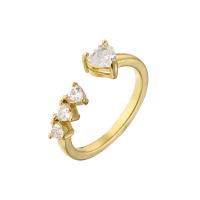 China 18k Gold Plated 925 Sterling Silver Heart Diamond Ring Adjustable Engagement Wedding for sale
