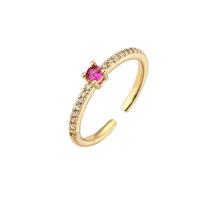 China Colorful Gemstone Diamond Bands Rings 18k Gold Plated Adjustable for sale