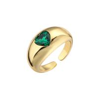 China 18K Gold Plated Adjustable Chunky Heart Diamond Zircon Ring for Women for sale