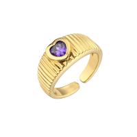China 18K Gold Plated Adjustable Chunky Heart Diamond Zircon Ring for Women for sale