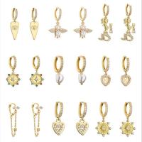 China 18k Gold Plated Diamond Pendant Earrings Heart Bee Mermaid Zircon Charm for Women for sale