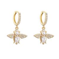 China 18k Gold Plated Diamond Pendant Earrings Heart Bee Mermaid Zircon Charm for Women for sale