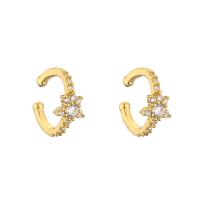 China 18k Gold Plated Diamond Ear Bone Clip Earrings 925 Silver Zircon Pentagram Heart for sale
