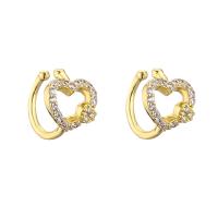China 18k Gold Plated Diamond Ear Bone Clip Earrings 925 Silver Zircon Pentagram Heart for sale