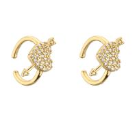 China 18k Gold Plated Diamond Ear Bone Clip Earrings 925 Silver Zircon Pentagram Heart for sale