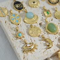 China 18k Gold Plated Natural Stone Pendant Charms for Necklace Earrings DIY Jewelry Making 50mm for sale