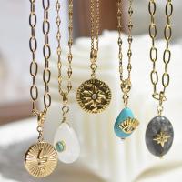 China 18k Gold Plated Natural Stone Pendant Charms for Necklace Earrings DIY Jewelry Making 50mm for sale