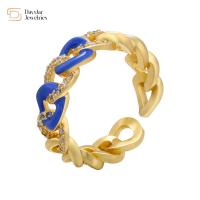 China 18K Gold Plated Cuban Link Chain Enamel Diamond Rings for Women Dripping Oil Rings for sale
