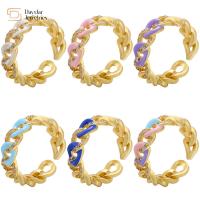 China 18K Gold Plated Cuban Link Chain Enamel Diamond Rings for Women Dripping Oil Rings for sale