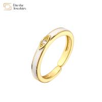 China 18k Gold Plated Brass Enamel Diamond Rings Adjustable Narrow Stacking Ring for Women for sale