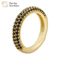 China 18k Gold Plated Eternity Ring Adjustable Open Zircon Ring for Women 2mm Band for sale