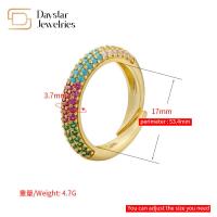 China 18k Gold Plated Eternity Ring Adjustable Open Zircon Ring for Women 2mm Band for sale