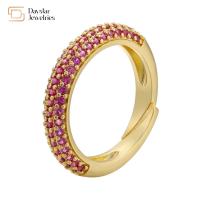 China 18k Gold Plated Eternity Ring Adjustable Open Zircon Ring for Women 2mm Band for sale
