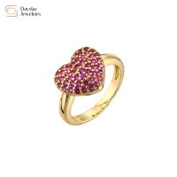 China 18k Gold Plated Heart Love Ring with Zircon Adjustable Size for Women for sale