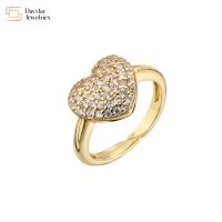 China 18k Gold Plated Heart Love Ring with Zircon Adjustable Size for Women for sale