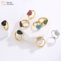 China 18k Gold Plated Heart Love Ring with Zircon Adjustable Size for Women for sale