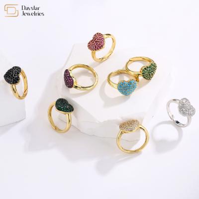 China 18k Gold Plated Heart Love Ring with Zircon Adjustable Size for Women for sale