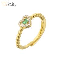 China 18K Gold Plated Diamond Ring Women Zircon Crystal Love Heart Jewelry Brass 1.5mm for sale