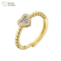 China 18K Gold Plated Diamond Ring Women Zircon Crystal Love Heart Jewelry Brass 1.5mm for sale