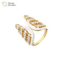 China 18k Gold Plated Enamel Butterfly Angel Wing Ring Zircon Adjustable Size 6-10 for sale