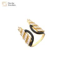 China 18k Gold Plated Enamel Butterfly Angel Wing Ring Zircon Adjustable Size 6-10 for sale