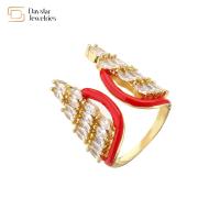 China 18k Gold Plated Enamel Butterfly Angel Wing Ring Zircon Adjustable Size 6-10 for sale
