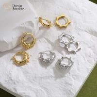 China 18k Gold Plated Geometric Brass Hoop Earrings Diamond Zircon Huggie for Women 12mm for sale
