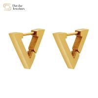 China Stainless Steel 18k Gold Plated Geometric Heart Hexagon Triangle Hoop Earrings for Women Men for sale