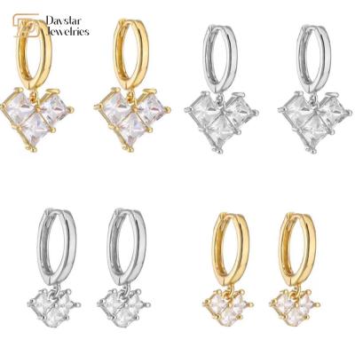China 18k White Gold Plated Cubic Zirconia Heart Hoop Earrings for Women Wedding Jewelry for sale