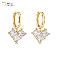 China 18k White Gold Plated Cubic Zirconia Heart Hoop Earrings for Women Wedding Jewelry for sale