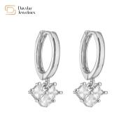 China 18k White Gold Plated Cubic Zirconia Heart Hoop Earrings for Women Wedding Jewelry for sale
