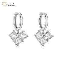 China 18k White Gold Plated Cubic Zirconia Heart Hoop Earrings for Women Wedding Jewelry for sale