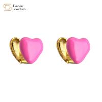 China 24k Gold Plated Heart Hoop Earrings Colorful Enamel Cute Summer Jewelry for Women Girls for sale