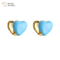 China 24k Gold Plated Heart Hoop Earrings Colorful Enamel Cute Summer Jewelry for Women Girls for sale