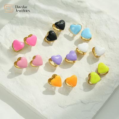China 24k Gold Plated Heart Hoop Earrings Colorful Enamel Cute Summer Jewelry for Women Girls for sale