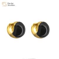 China 18k Gold Plated Enamel Round Ball Hoop Earrings for Women Brass Jewelry 30mm for sale
