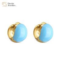 China 18k Gold Plated Enamel Round Ball Hoop Earrings for Women Brass Jewelry 30mm for sale