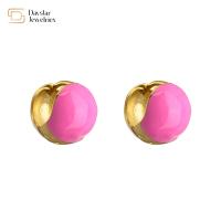 China 18k Gold Plated Enamel Round Ball Hoop Earrings for Women Brass Jewelry 30mm for sale